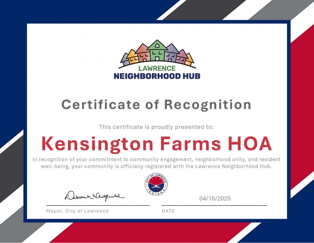 Kensington Farms Joins Neighborhood Hub | City of Lawrence, Indiana